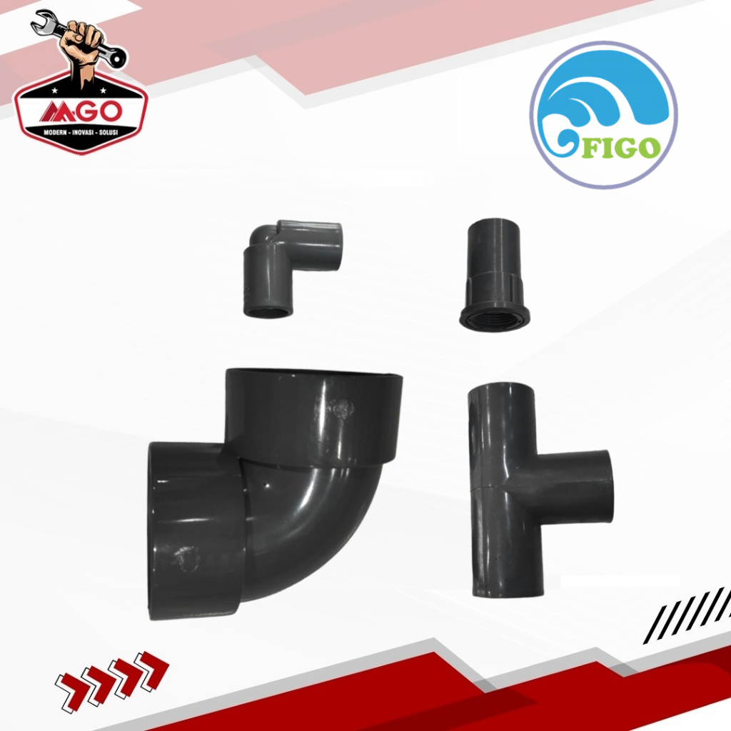 Jual FIGO PVC Knee 1/2" / Tee 1" / SDD 3/4" / Knee 3" AW | Shopee Indonesia