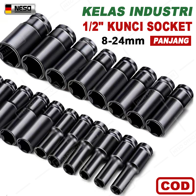 Jual NESO Kunci Socket Panjang 1/2inch impact Socket Extention 8-24mm ...