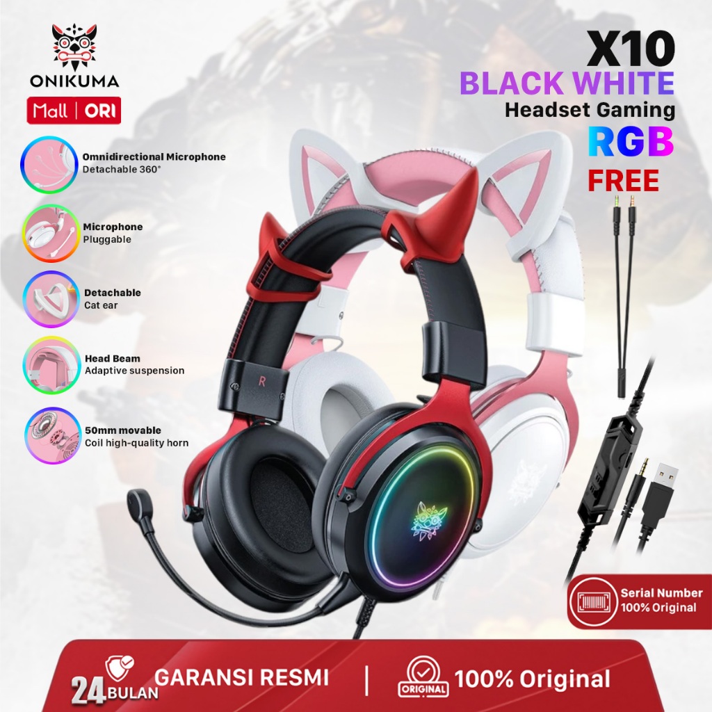 Jual ONIKUMA X10 Headphone Gaming Headset Gaming Black White Original ...