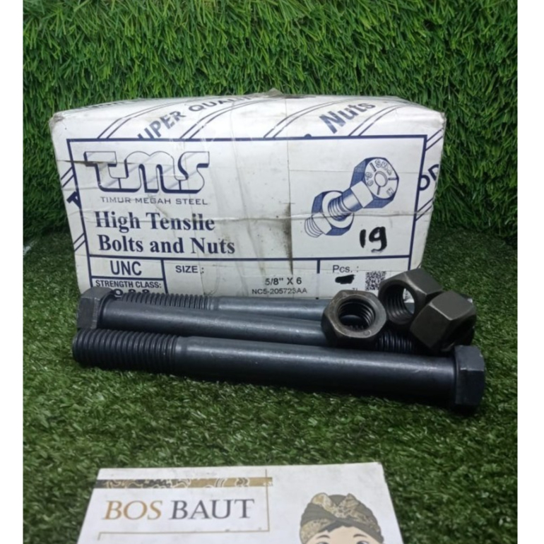 Jual Baut Mur Baja UNC / INCHI 8.8 5/8X6 Hitam | Shopee Indonesia