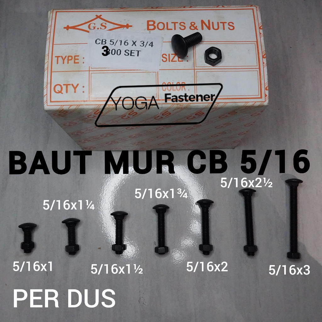 Jual 1 Dus Baut Mur CB 5/16 baut mur kunci 12 baut bak truk baut pagar ...
