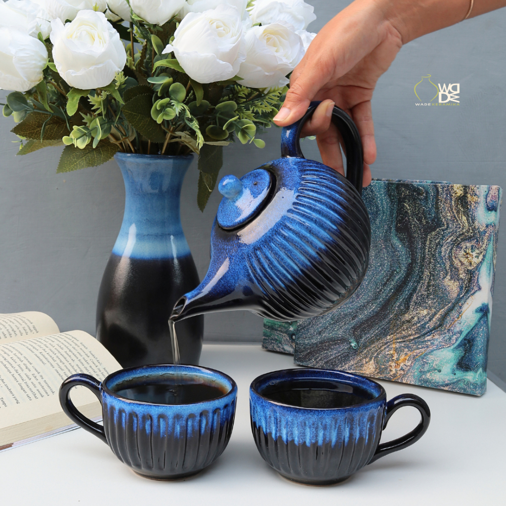 Jual Teko Set/Cangkir Keramik Motif Garis - Tea Set Model Pumpkin - Mug ...