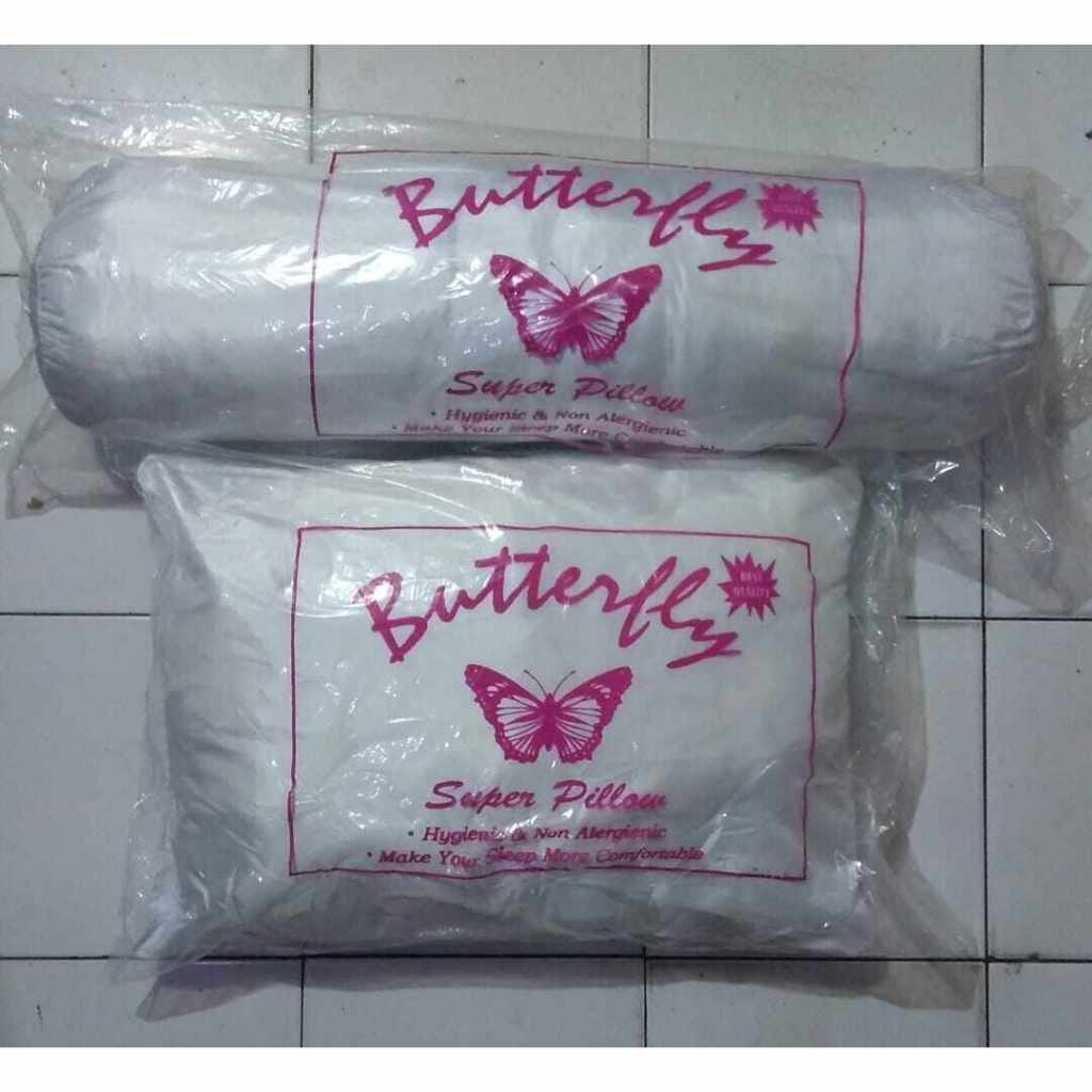 Jual 1 Paket bantal dan guling BUTTERFLY/ Bantal kepala tidur dan guling hotel isi Dakron ...
