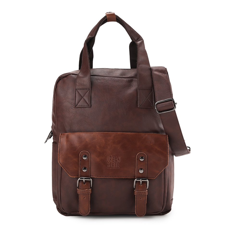 Jual Urban State - Distressed Leather Carry Backpack - Dark Brown | Shopee Indonesia