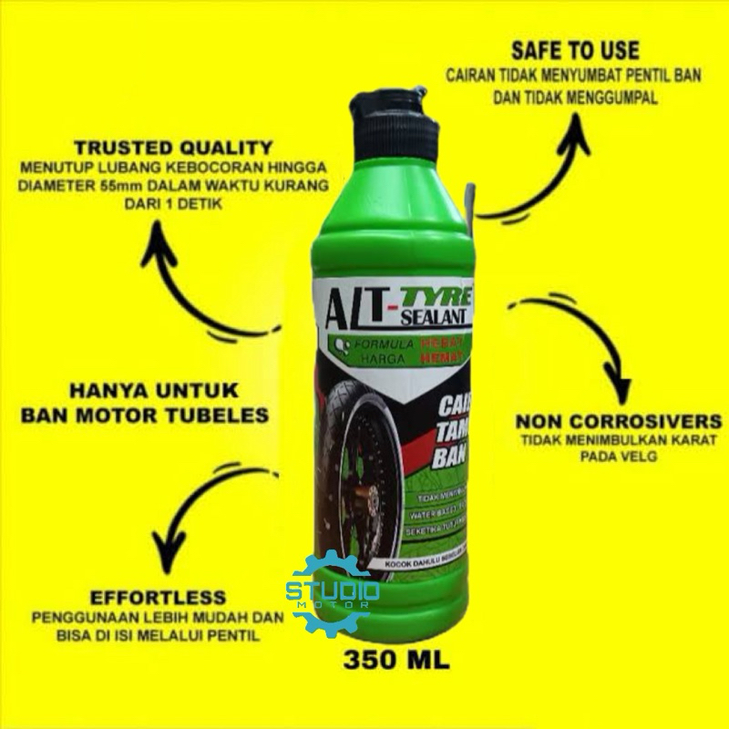 Jual CAIRAN ALT TIRE SEALANT ANTI BOCOR PAKU BAN MOTOR MOBIL TUBELESS ...
