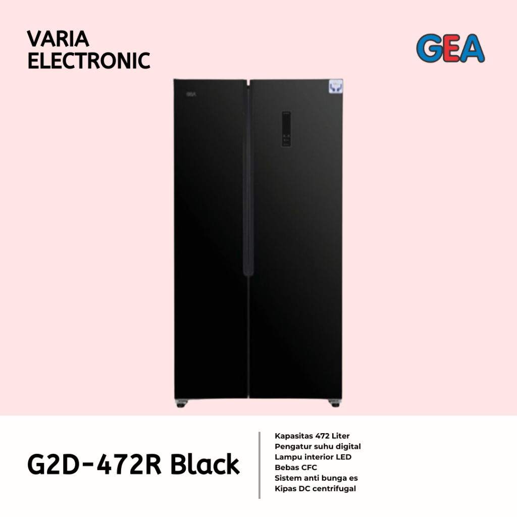 Jual Kulkas Side By Side GEA G2D-472R Black Kapasitas 472 Liter ...