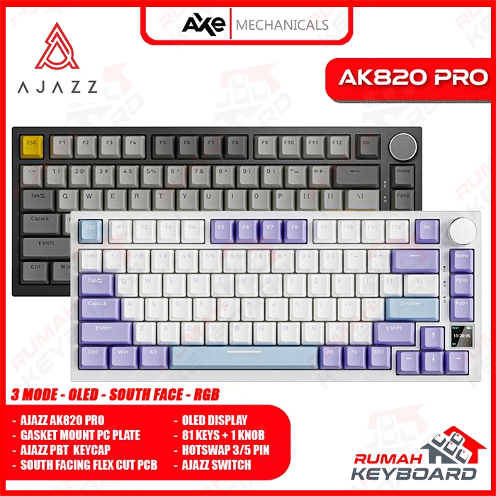 Jual AJAZZ AK820 - GTS - Pro - 75% - Oled - Gasket - Rgb - Mechanical Keyboard | Shopee Indonesia