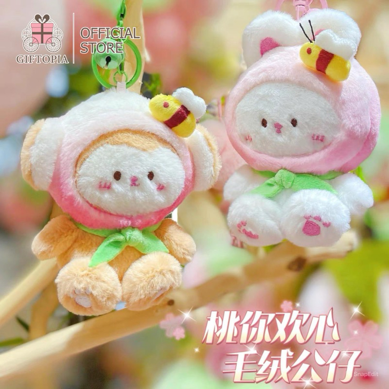 Jual GIFTOPIA READYSTOCK Gantungan Kunci Peach You Happy Kelinci Monyet ...