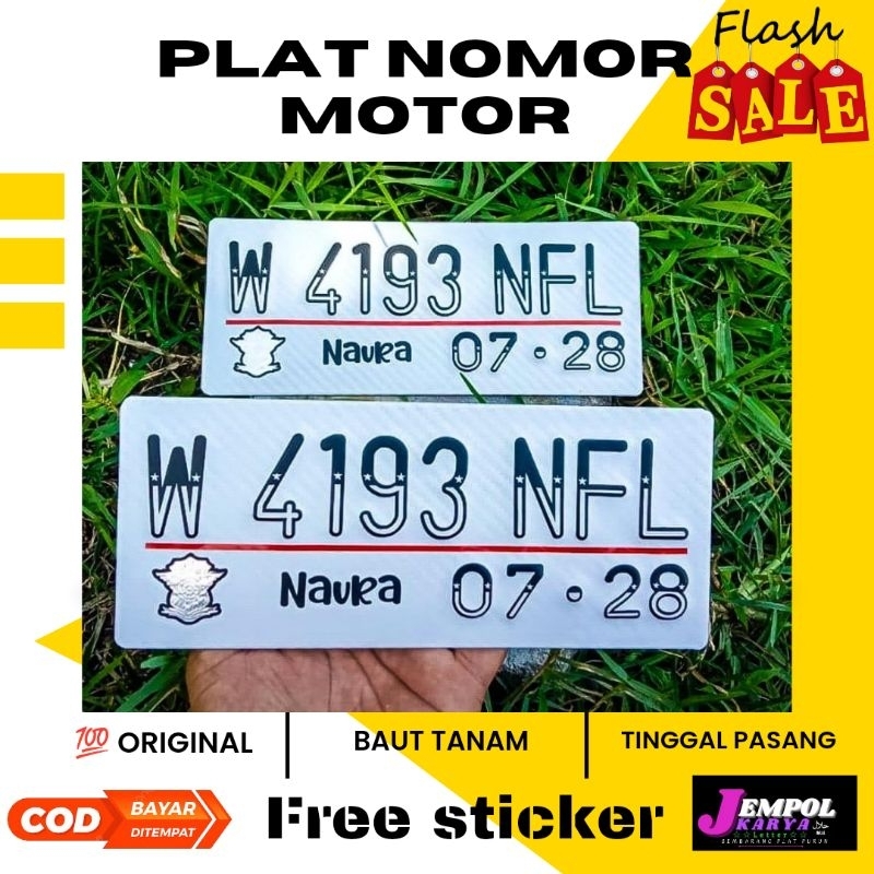 Jual PLAT MOTOR WARNA PUTIH//PLAT MOTOR KARBON PUTIH//PLAT MOTOR BAUT ...