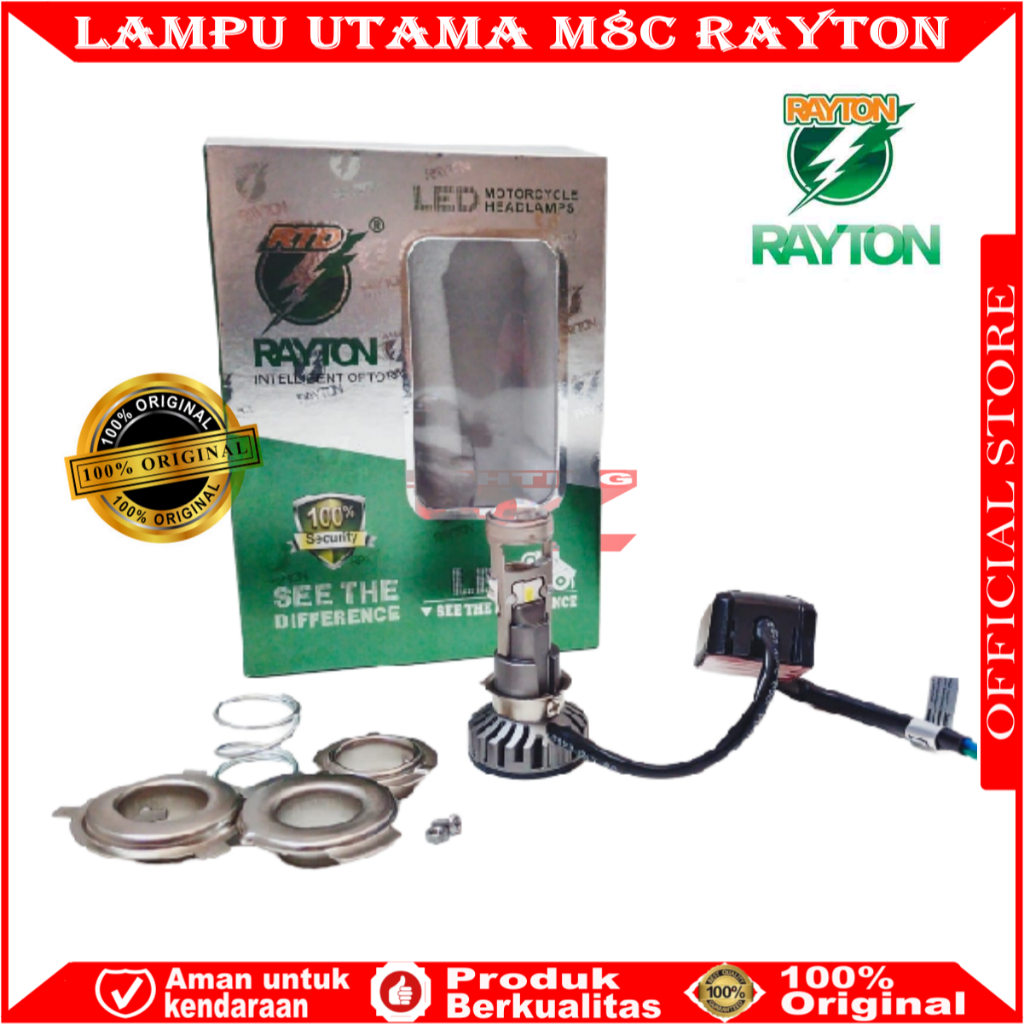 Jual Lampu Utama Motor H6 M8C RTD 35WATT Original RTD rayton Lampu Depan H6 H4 H7 Motor Mobil ...