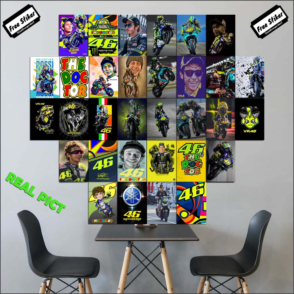 Jual POSTER WALL DEKOR VALENTIONO ROSSI 46 1 SET / HIASAN DINDING ...