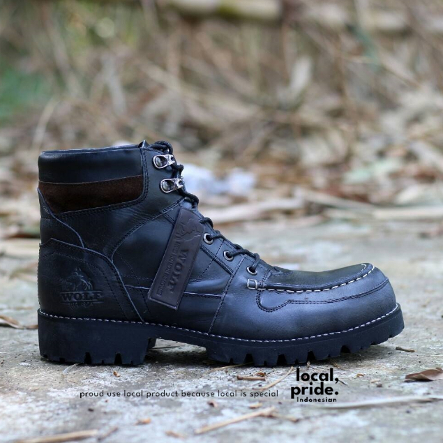 Jual Sepatu Boots Kulit Kerja Biker Touring Safety Pria WOLF ROTTWEILER ...