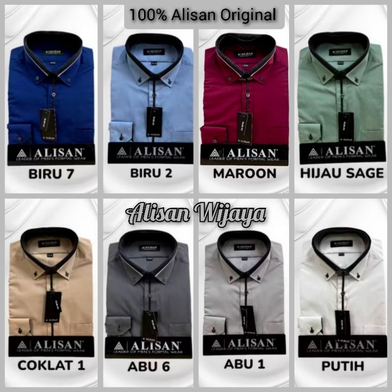 Jual Alisan Kemeja Pria Lengan Panjang Polos Kombinasi List Slim Fit ...