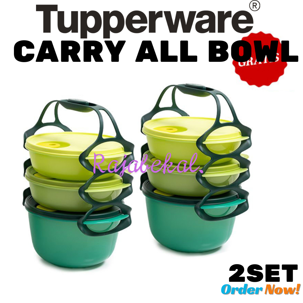 Jual PROMO Tupperware Carry All Bowl Set Green 2set | Shopee Indonesia