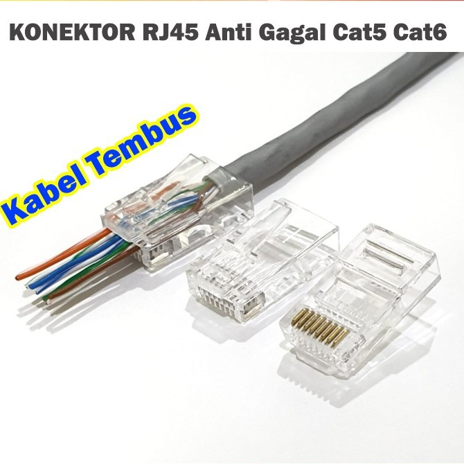 Jual Konektor RJ45 CAT6 Anti gagal / Jack Connector kabel lan CAT 6 ...