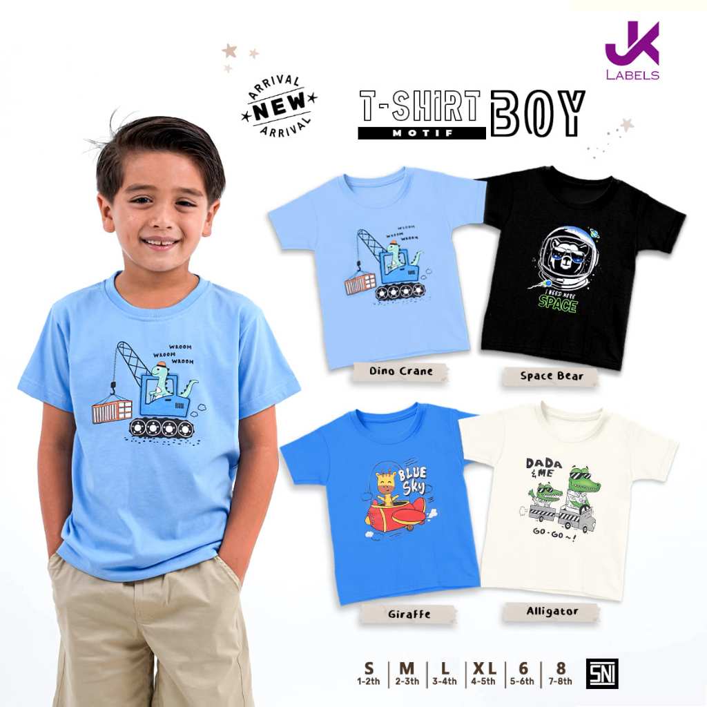 Jual JK LABELS - Tshirt Motif Boy - Vol. 2 (1-8 Tahun) | Shopee Indonesia