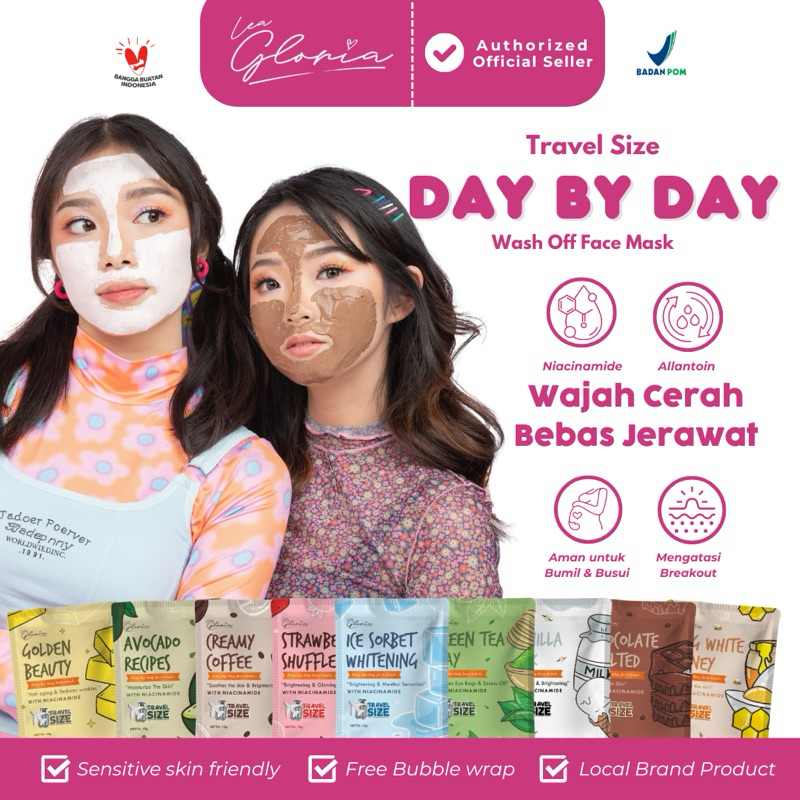 Jual Lea Gloria - Day by Day Face Mask - Masker Bubuk - Masker Viral Travel Size 10 GR ...
