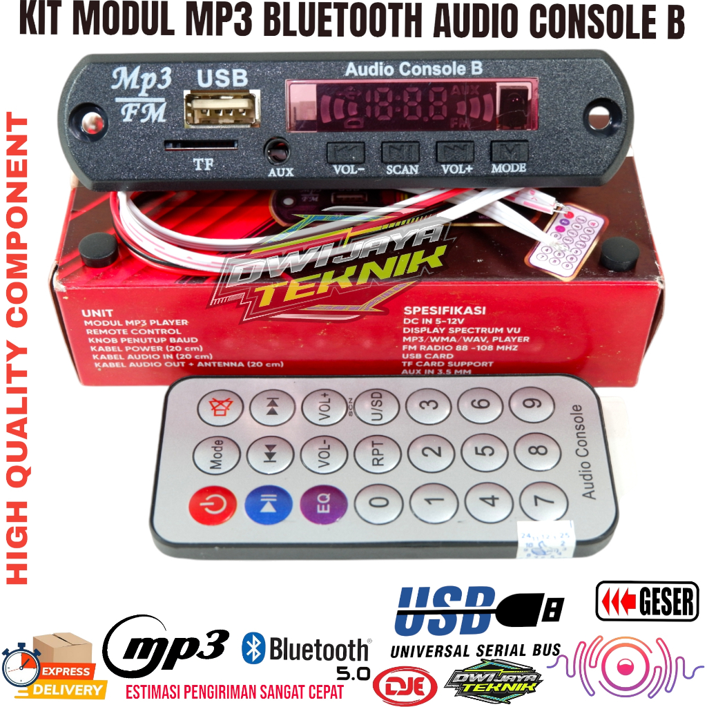 Jual Modul MP3 Bluetooth Audio Console B Player USB Remote FM Radio Dos ...