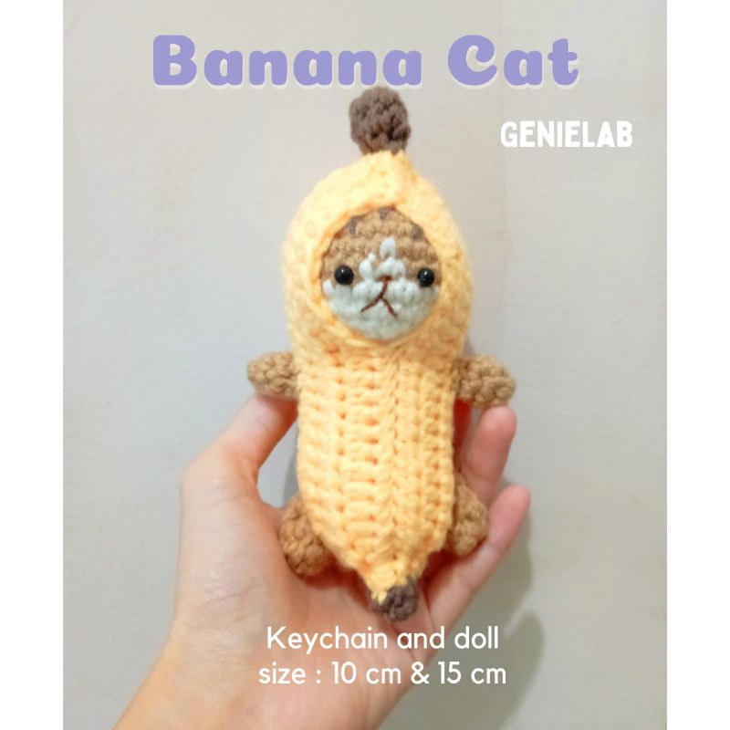 Jual Banana Cat Crochet Keychain by GENIELAB | handmade gantungan kunci ganci meme kucing pisang ...