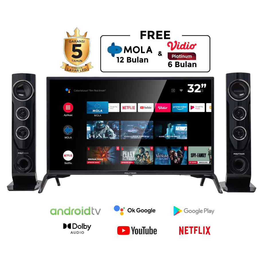 Jual POLYTRON PLD-32TG9055 + Speaker Tower Smart Google TV Cinemax (32 Inch) - Garansi Resmi ...