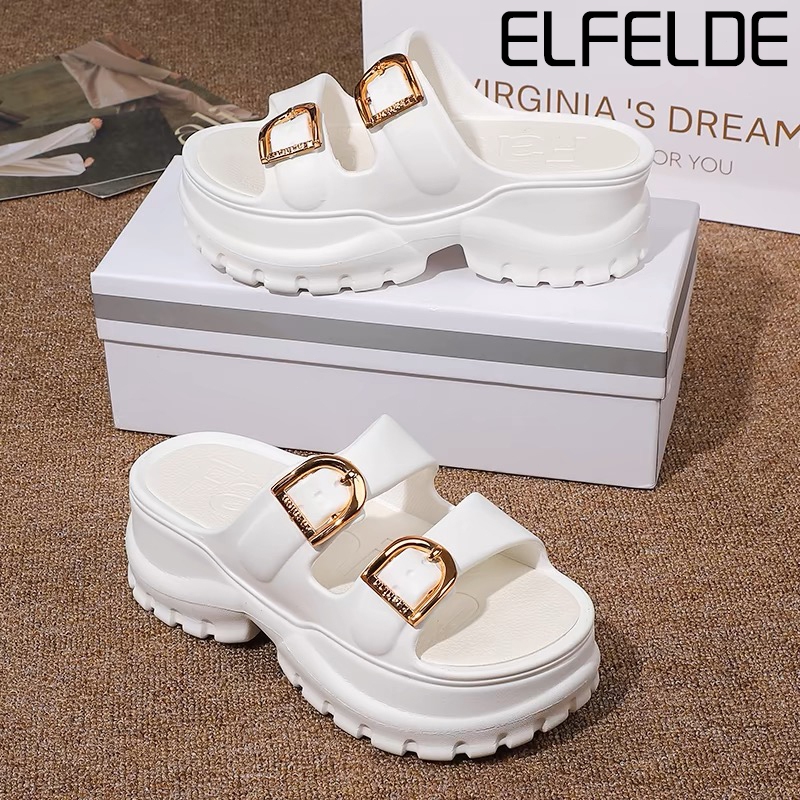 Jual ELFELDE Sandal Wanita Kekinian Tinggi Wedges Sandal Fuji Wanita ...