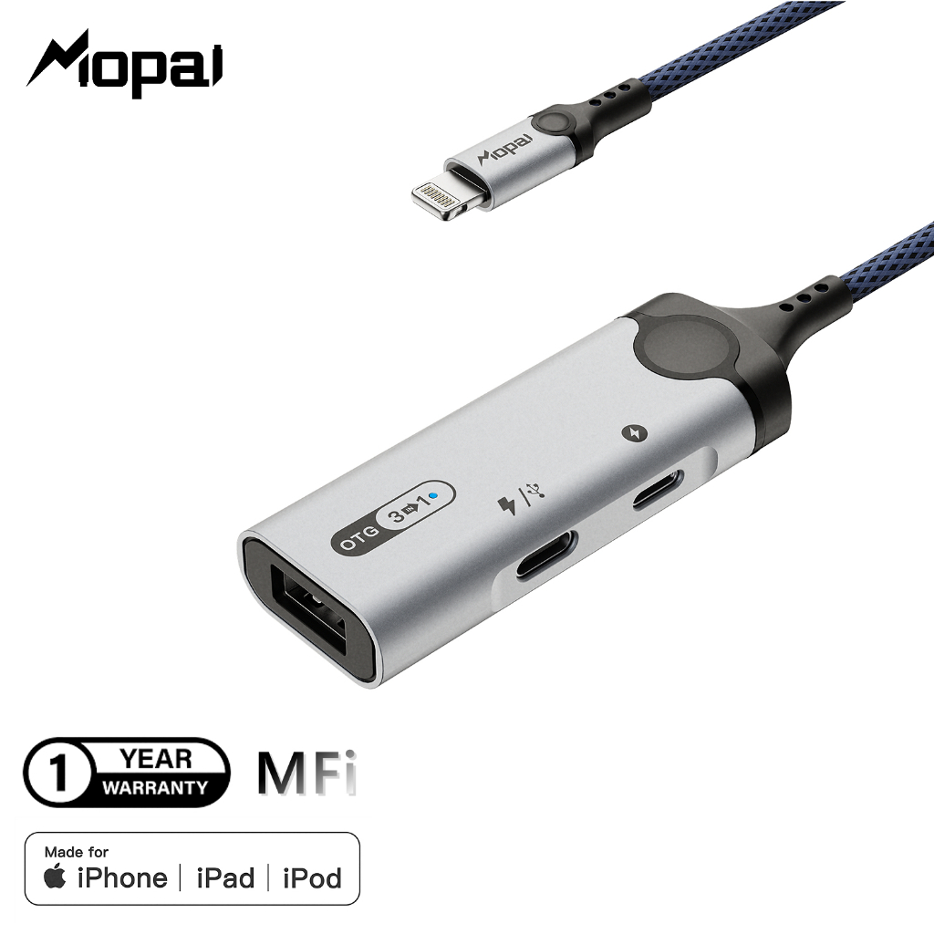 Jual MOPAI - KT393 Splitter OTG iPhone (MFI) LIGHTNING to USB 3.0 & TYPE C Support Soundcard ...