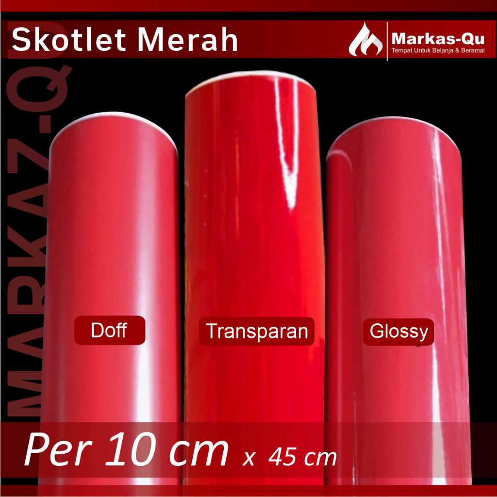 Jual Sticker Skotlet Merah Transparan / Glossy / Doff ( per 10cm ...