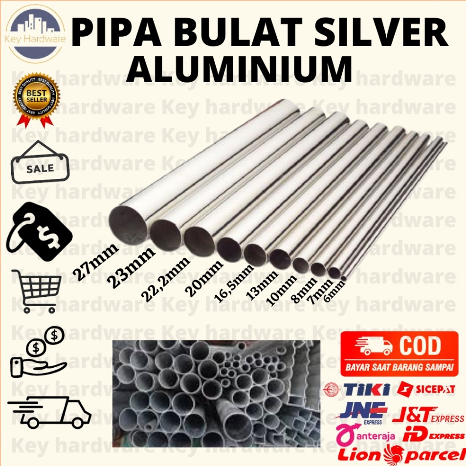 Jual Pipa Bulat Aluminium Panjang 6m Ongkos Potong MIN 5cm MAX 2cm ...