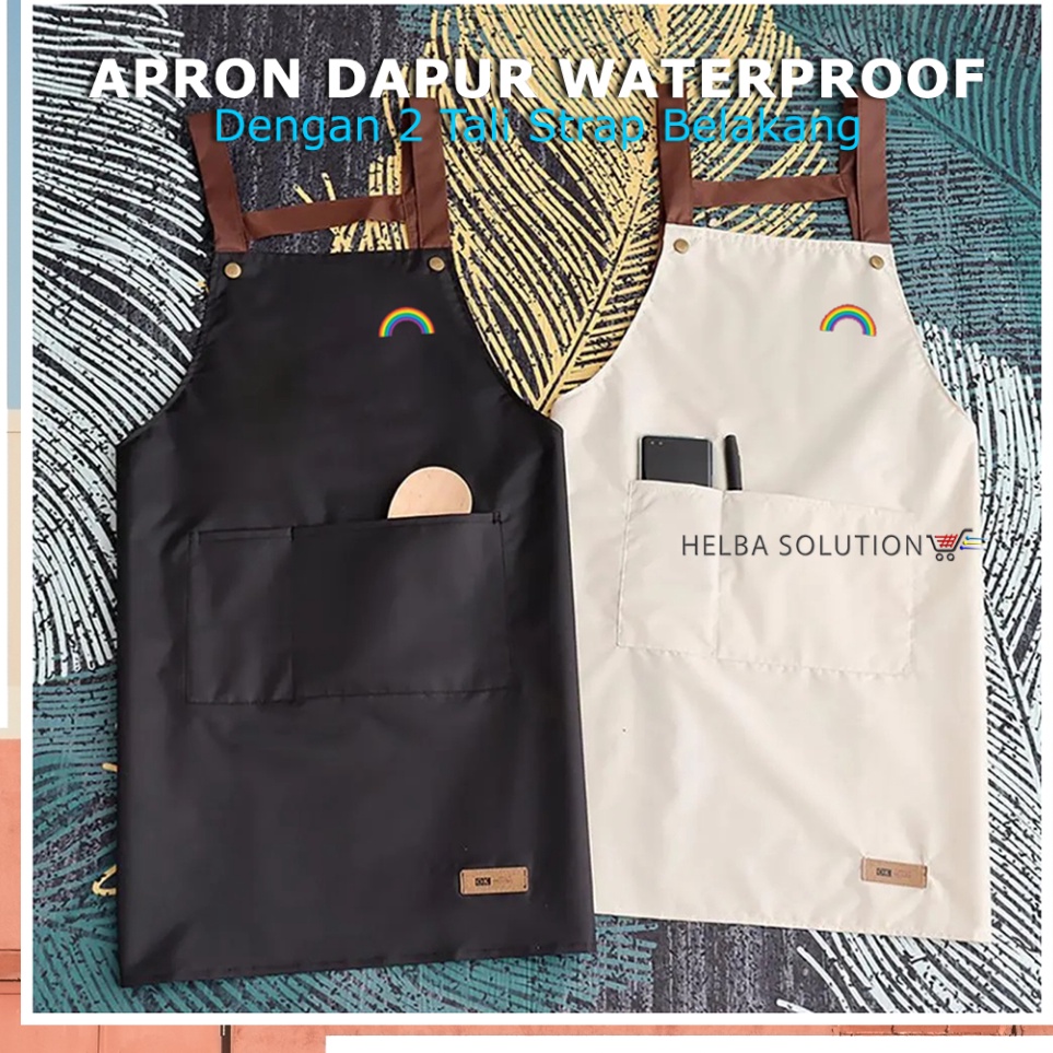 Jual Apron Dapur Wateroof Celemek Masak Chef Barista 2 Tali Strap Anti ...