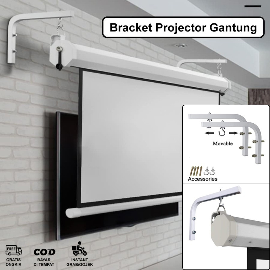Jual Bracket Screen Projector/Proyektor Gantung Universal Adjustable L ...
