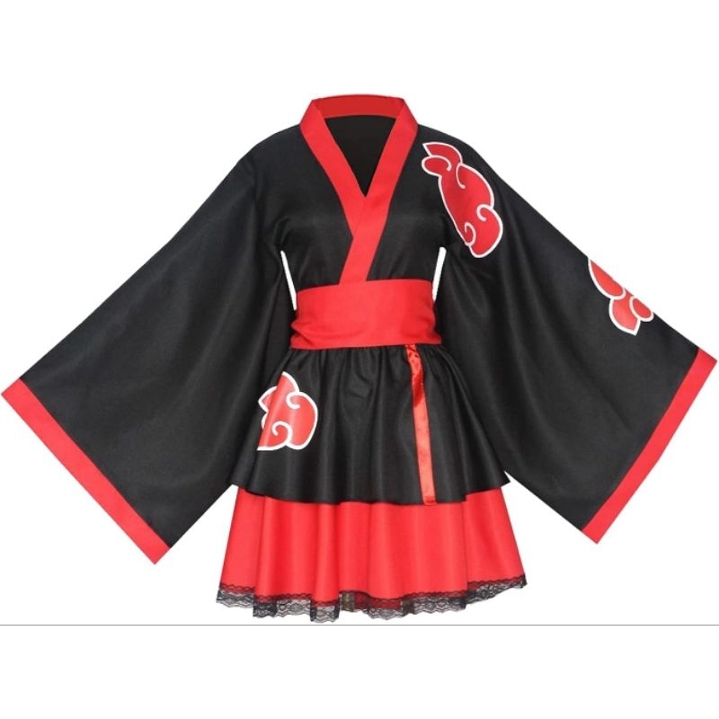 Jual Kostum Akatsuki Dress Fullset Anime Naruto Costume Cosplay Wanita ...