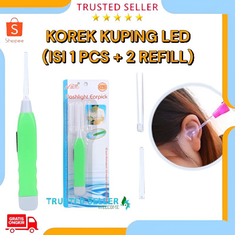 Jual Korek Kuping Lampu / Pembersih Telinga Led 1pcs (Free 2 unjung ...