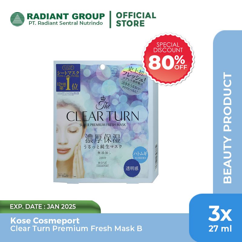 Jual Kose Cosmeport Clear Turn Premium Fresh Mask B [3 sheet] | Shopee Indonesia