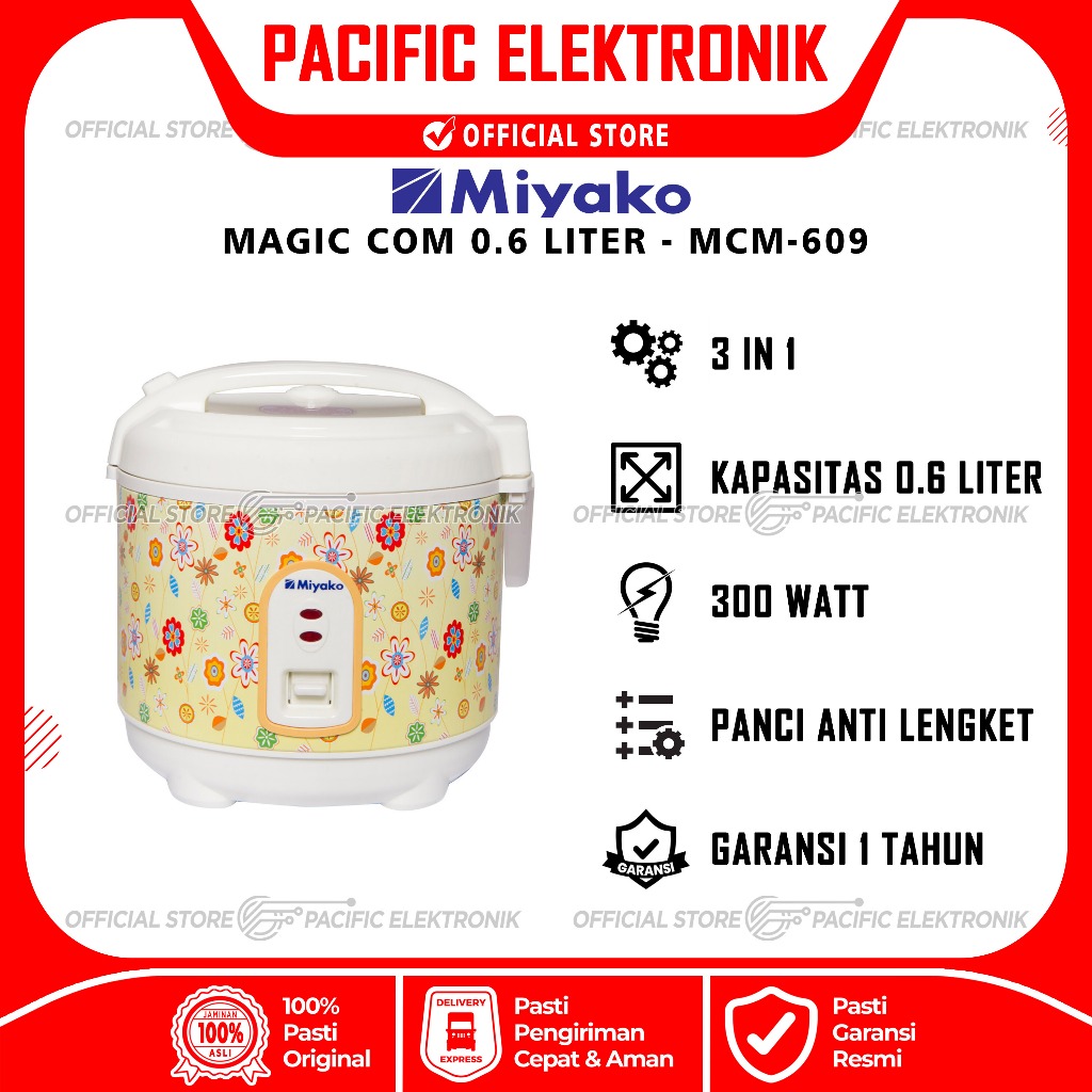 Jual Rice Cooker / Magic Com Miyako Mini 0.6Liter MCM 609 | Shopee ...