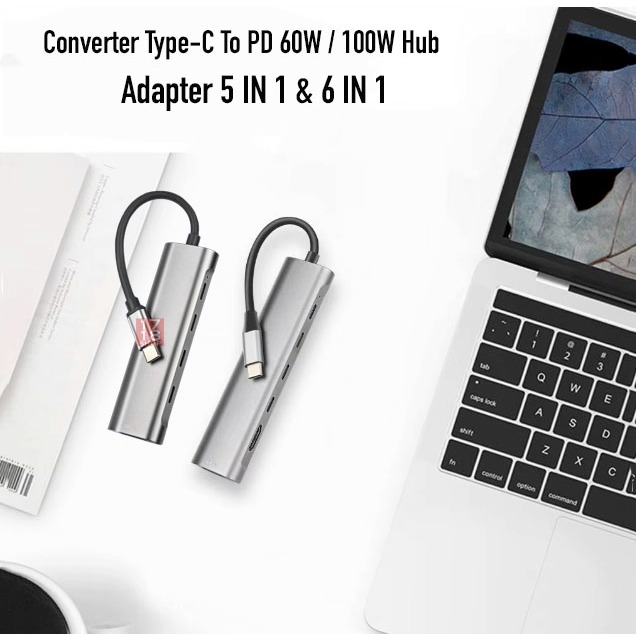Jual 6 in 1 / 5 in 1 Converter Type-C Hub To Pengisian Cepat PD 100W ...
