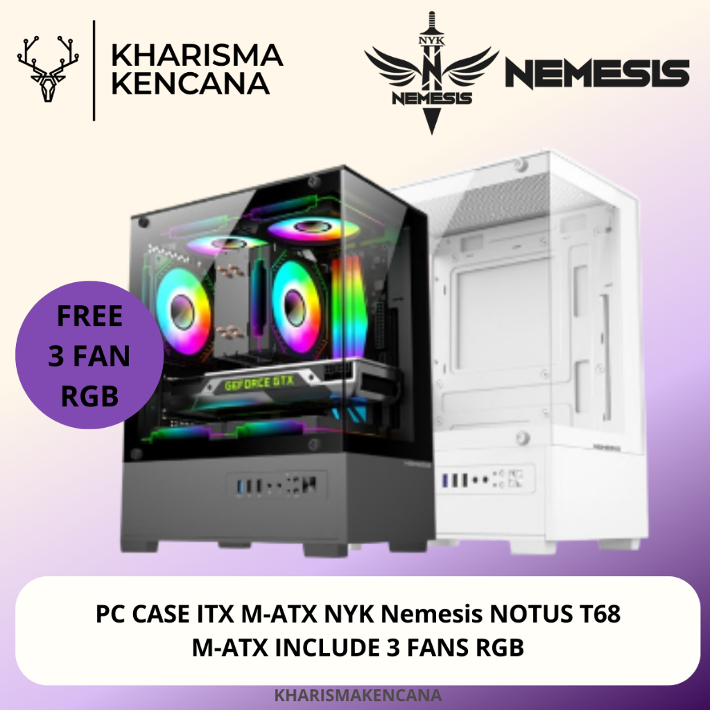Jual PC CASE ITX M-ATX NYK NEMESIS NOTUS T68 BLACK/ WHITE M-ATX INCLUDE ...