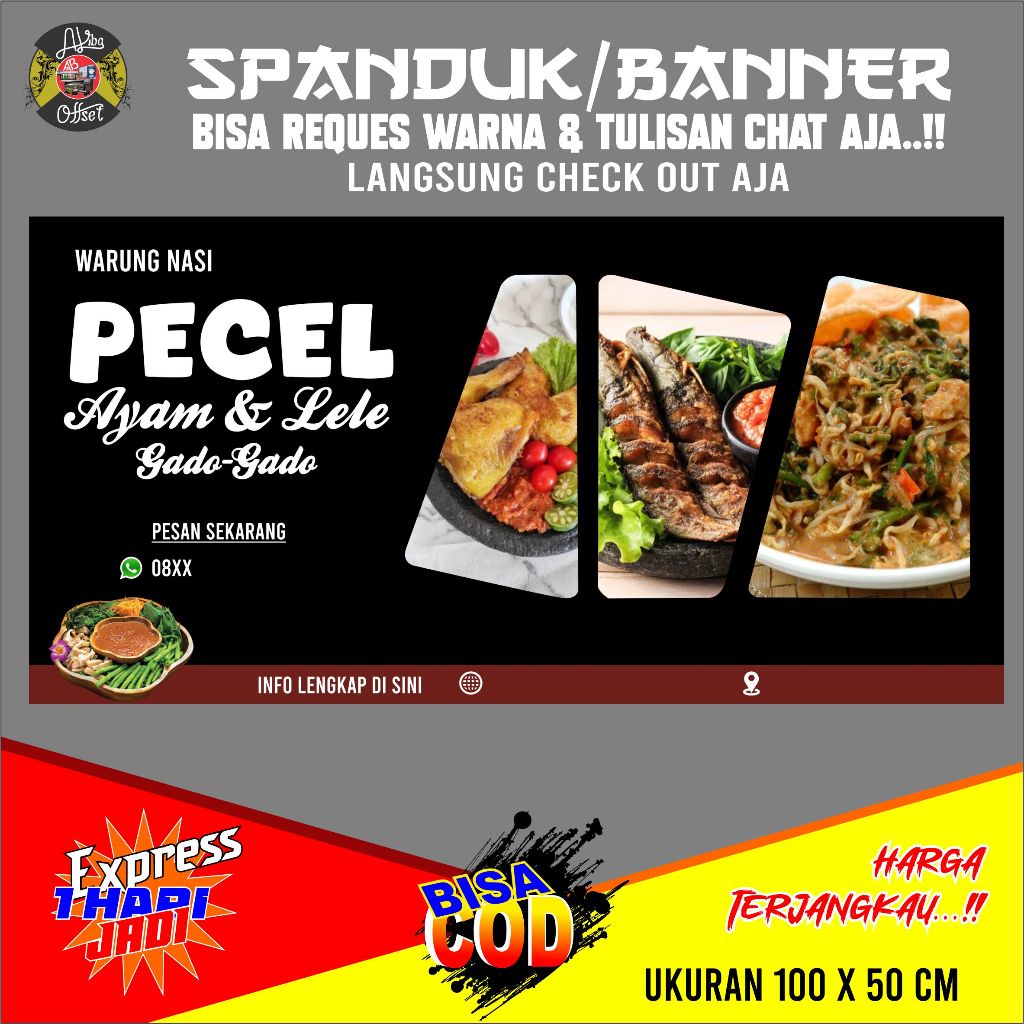 Jual SPANDUK PECEL AYAM LELE UKURAN 100X50CM | Shopee Indonesia