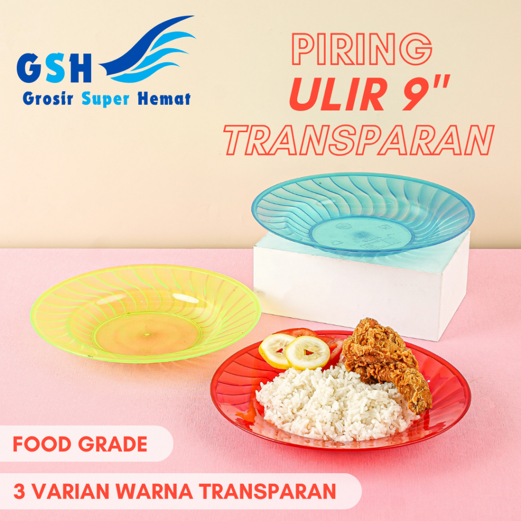 Jual GSH - Piring Bulat Ulir 9" (Isi 3-6-12 pcs) Transparan High Way ...