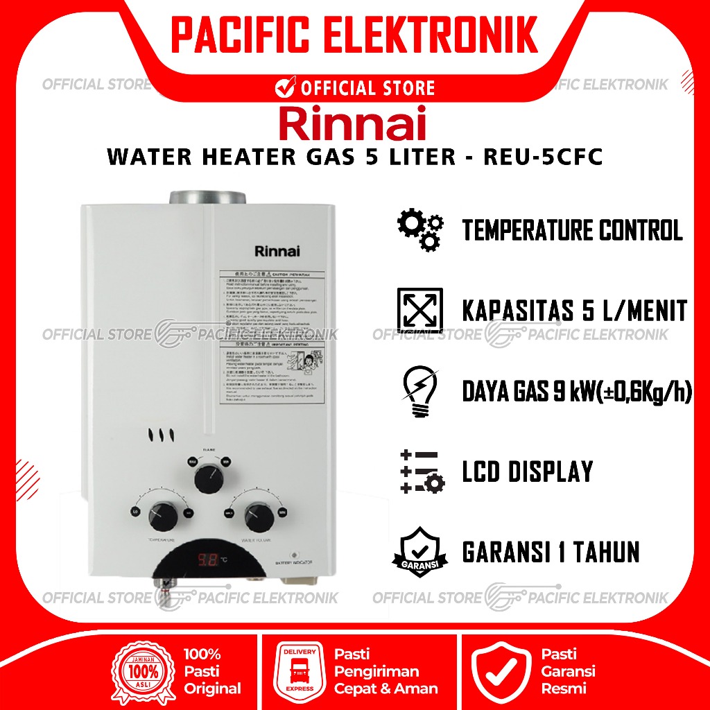 Jual Water Heater Gas Rinnai 5 Liter REU-5CFC / 5CFC | Shopee Indonesia