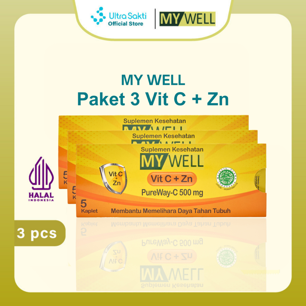 Jual Paket Mywell Vitamin C+Zn 3 Amplop @5 Kaplet - Suplemen Kesehatan ...