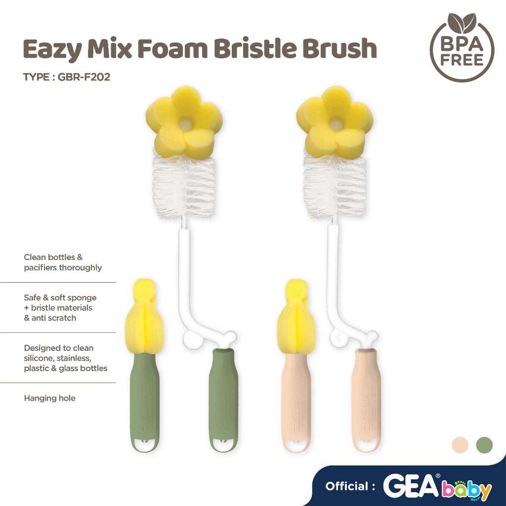 Jual GEA BABY Eazy Mix Foam Bristle Brush GBR-F202 Sikat Botol ...