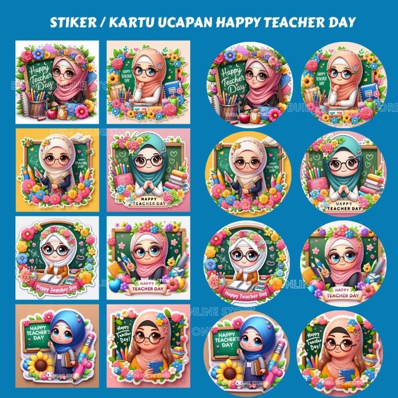 Jual Stiker kartu ucapan topper label sticker happy teacher day selamat ...