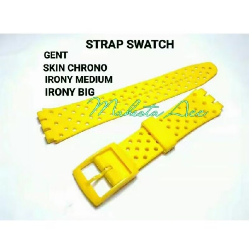 Jual strap tali jam tangan Swatch warna kuning 17mm | Shopee Indonesia