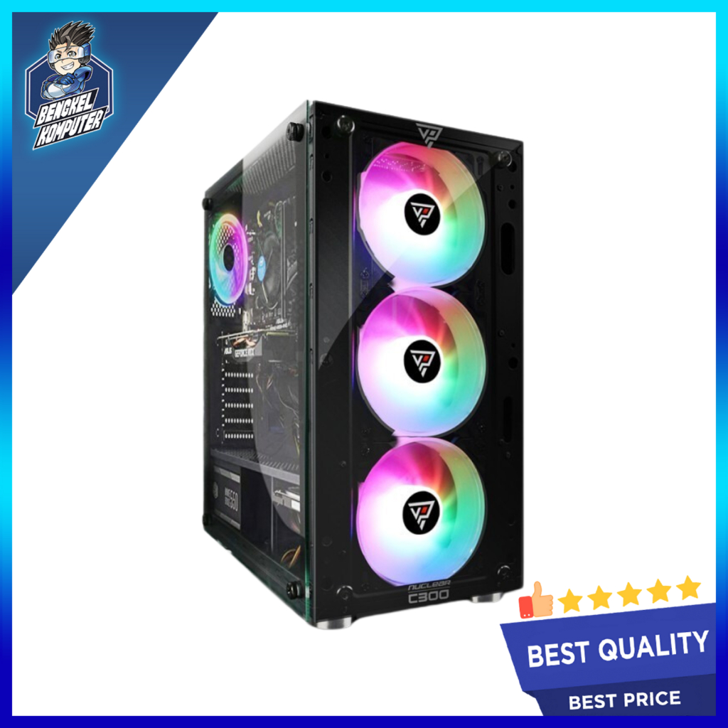 Jual CASING PC VARRO PRIME NUCLEAR C300 BLACK/WHITE INCLUDE 3 FAN RGB ...