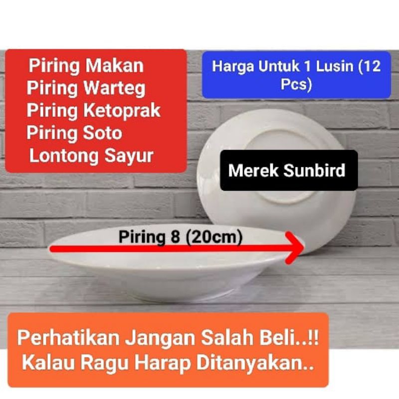 Jual piring makan piring warteg piring ketoprak piring keramik PUTIH ...