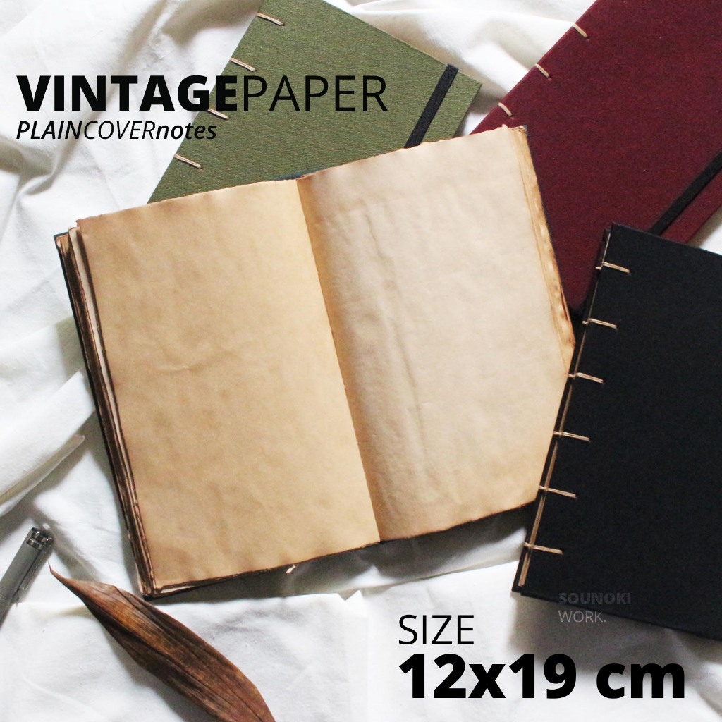 Jual Notebook Vintage Paper Ukuran 12x19 cm | Cover Polos | Shopee ...
