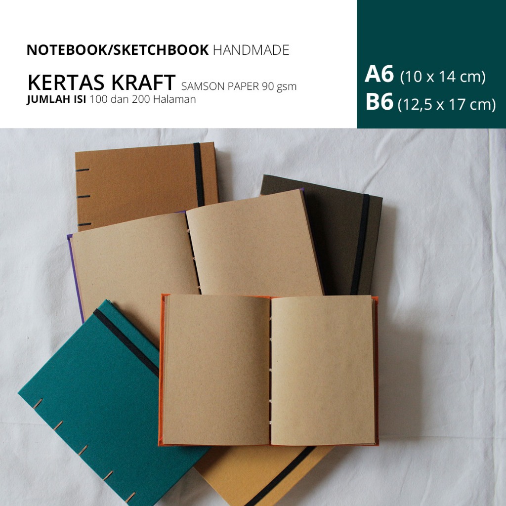 Jual Handmade Notebook / Buku Catatan Cover Polos | ukuran A6 dan B6 ...