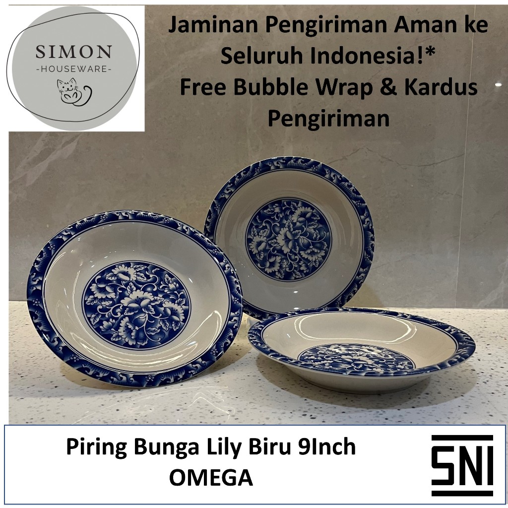 Jual Piring Keramik Premium Klasik Omega Lucky Biru 9 inch | Shopee ...