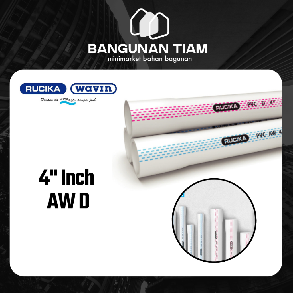 Jual PIPA RUCIKA AW 4" D BATANGAN STANDARD PVC ~ PER BATANG AIR WAVIN ...