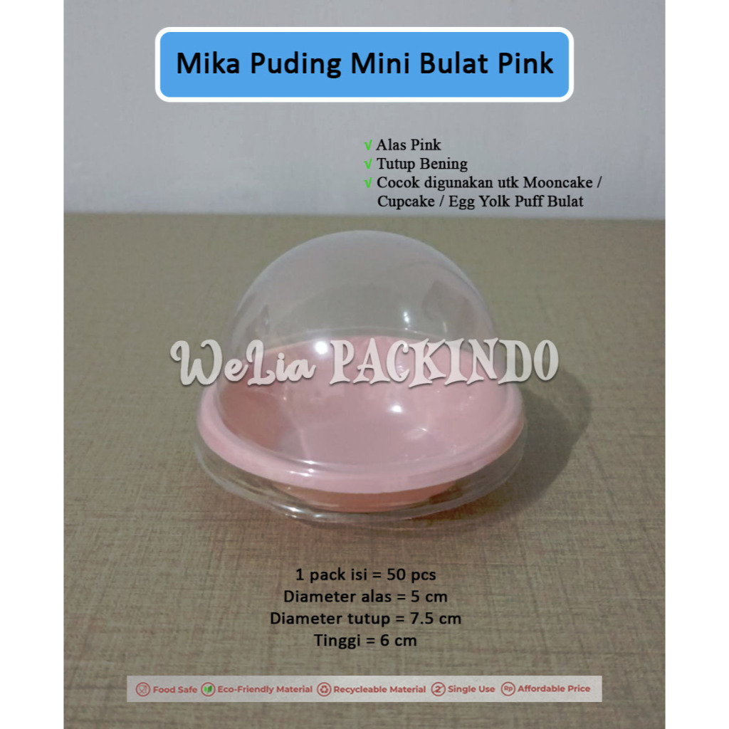 Jual [50 PCS] Mika Puding Mini Bulat Coklat Pink Hitam / Mika Mooncake Bulat / Egg Yolk Puff ...